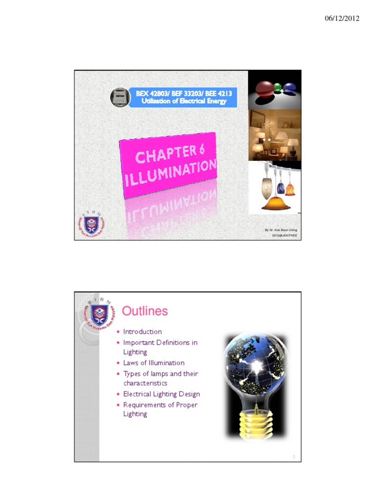 CHAPTER 6 Illumination PDF | PDF | Incandescent Light Bulb | Compact Fluorescent Lamp