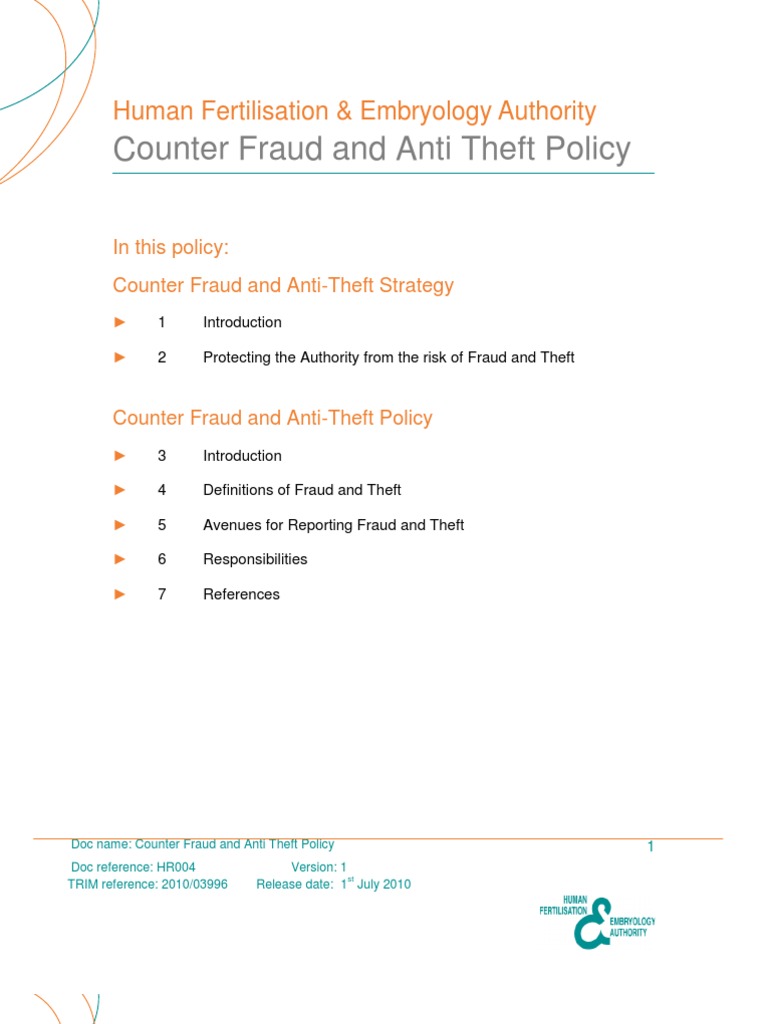 ANTI THEFT POLICY | Internal Audit | Fraud