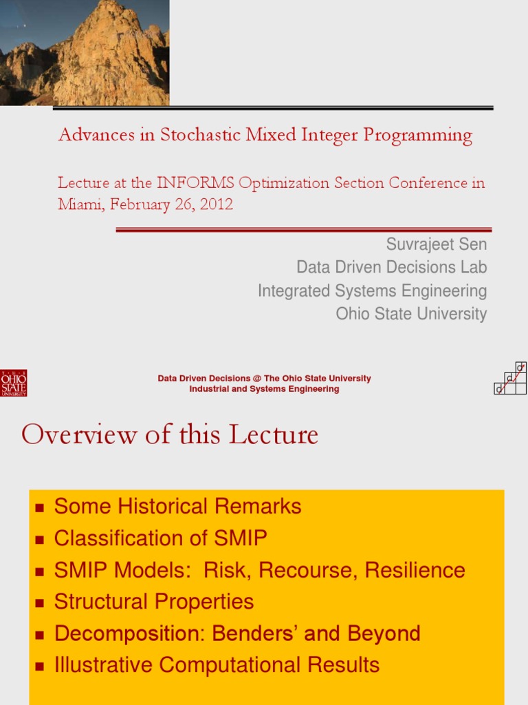 Sen Advances in Stochastic Mixeda Integer Programming (1) | Linear ...