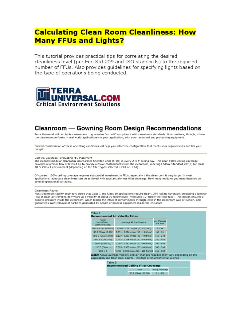 Calculating Clean Room Cleanliness | PDF | Nature