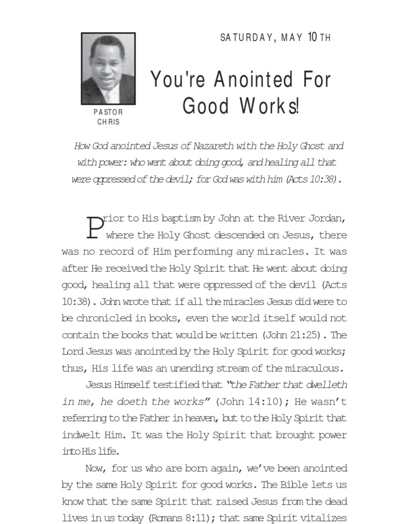 You Are Anointed For Good's Works | PDF | John The Baptist | Christianity