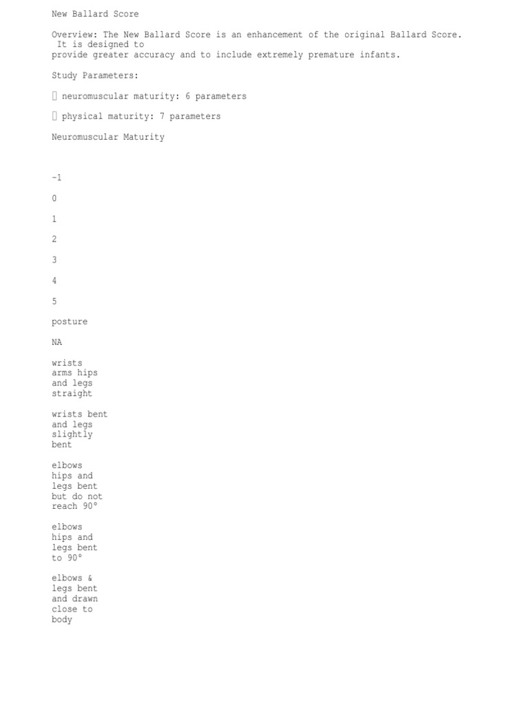 An Overview of the New Ballard Score for Assessing Neuromuscular and ...
