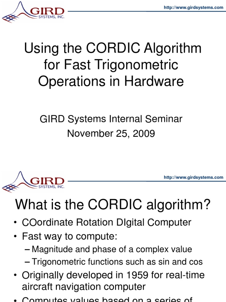 GIRD Systems CORDIC Tutorial | PDF | Teaching Mathematics ...