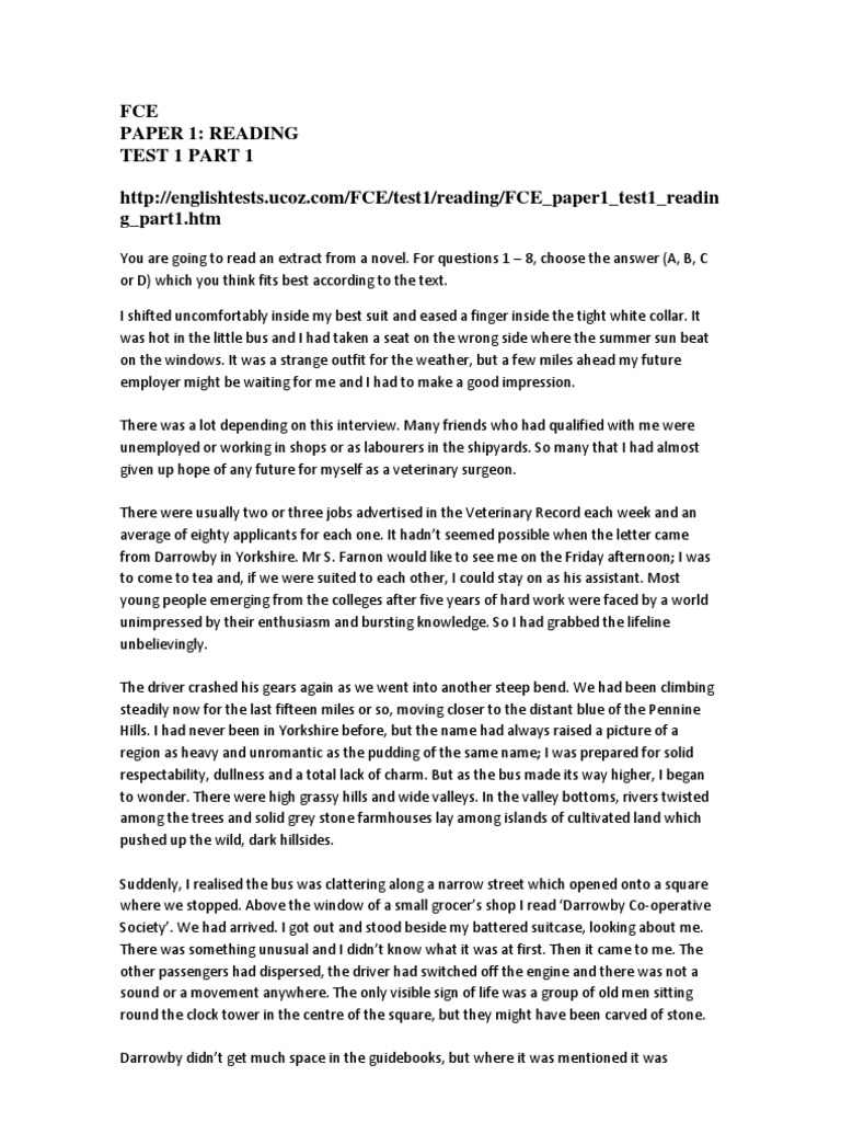 FCE Paper 1: Reading Test 1 Part 1 G - Part1.htm | PDF