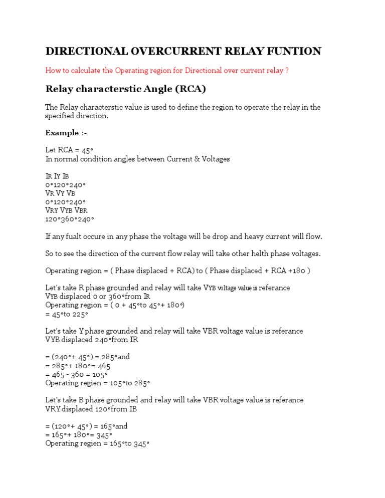 Directional Overcurrent Relay Funtio | PDF | Technology & Engineering
