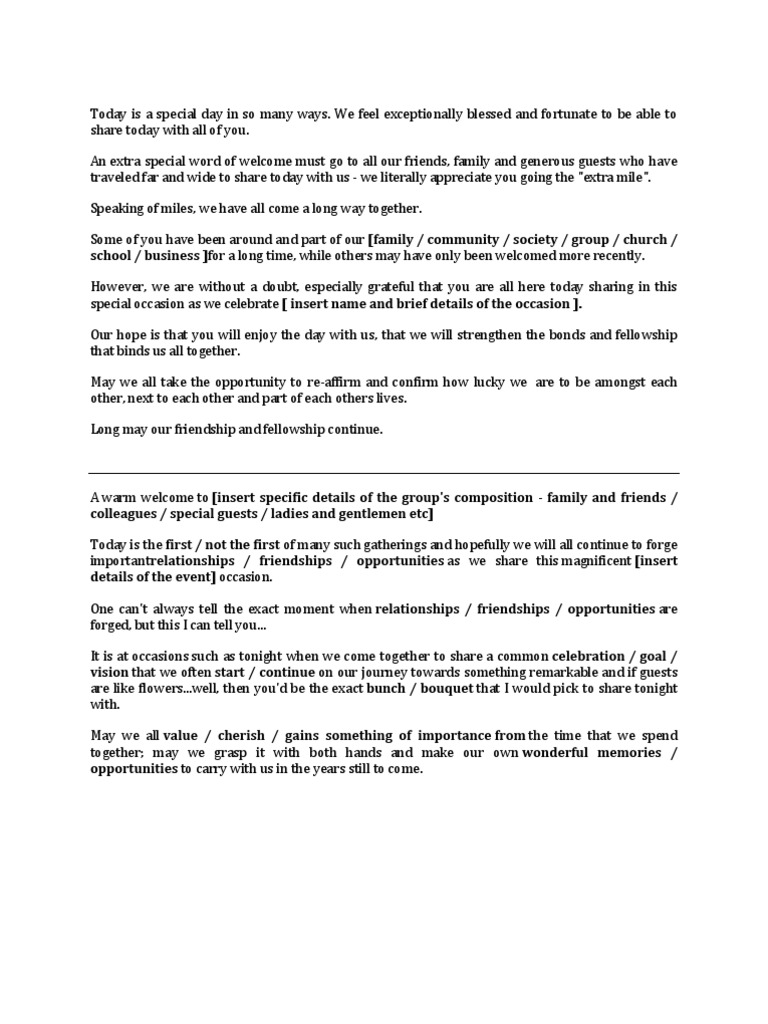 A Warm-Welcoming Speech | PDF