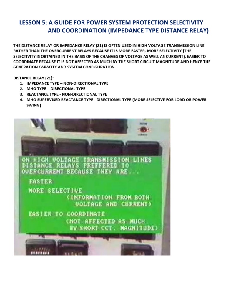 Impedance Type Distance Relay Guide | PDF | Electrical Impedance | Relay