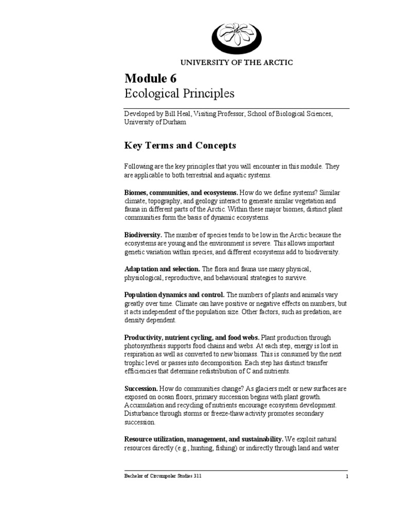 Ecological Principles: Key Terms and Concepts | PDF | Ecology | Ecosystem