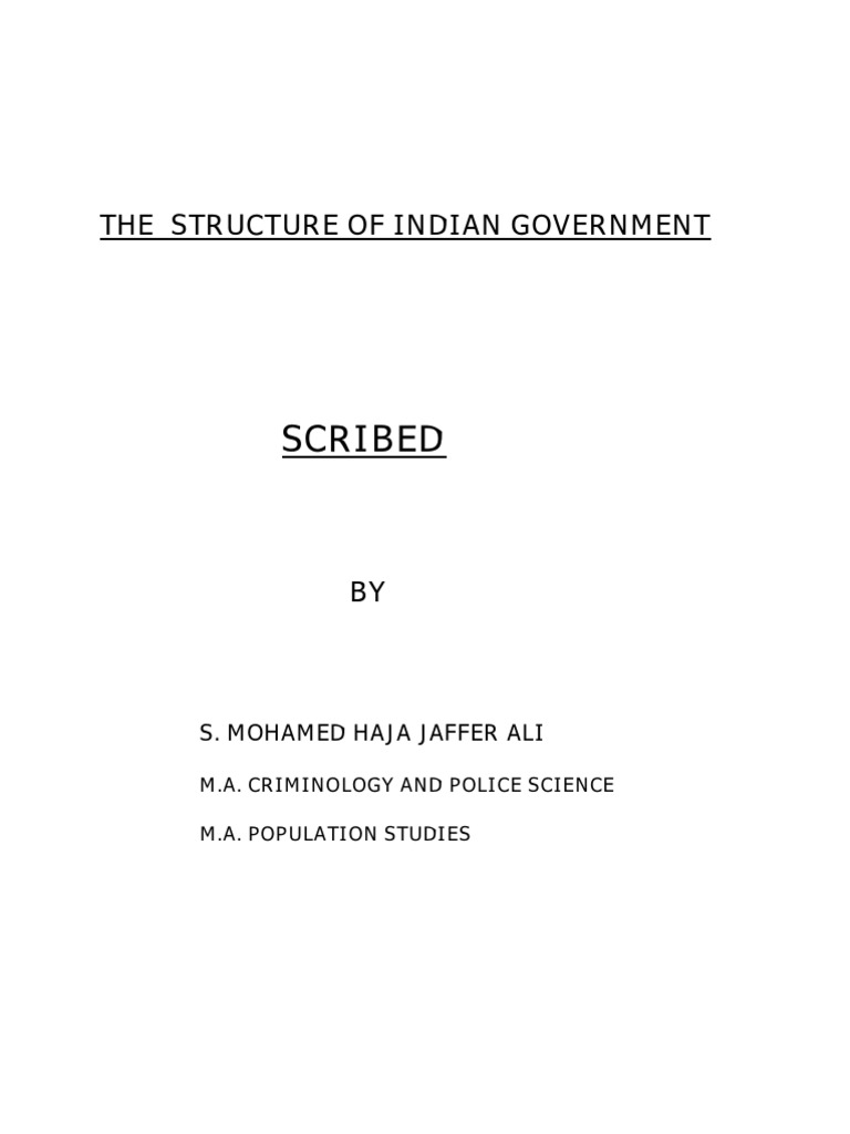 Structure of Indian Government | PDF | Government Of India | Cabinet ...