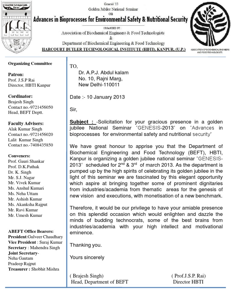 Apj Letter On Letter Head | PDF
