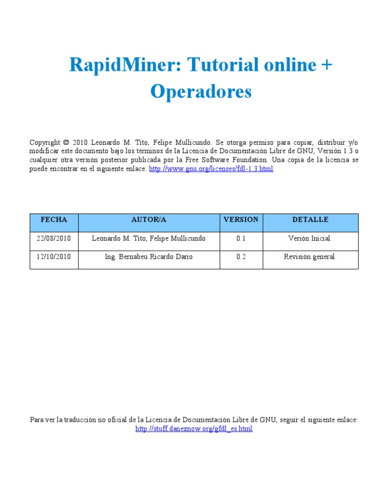 RapidMiner Tutorial Online Operadores | PDF