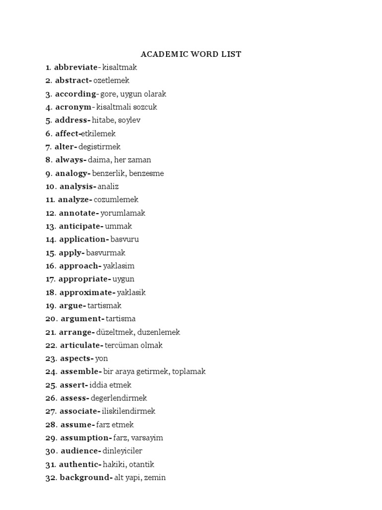 Academic Word List | PDF