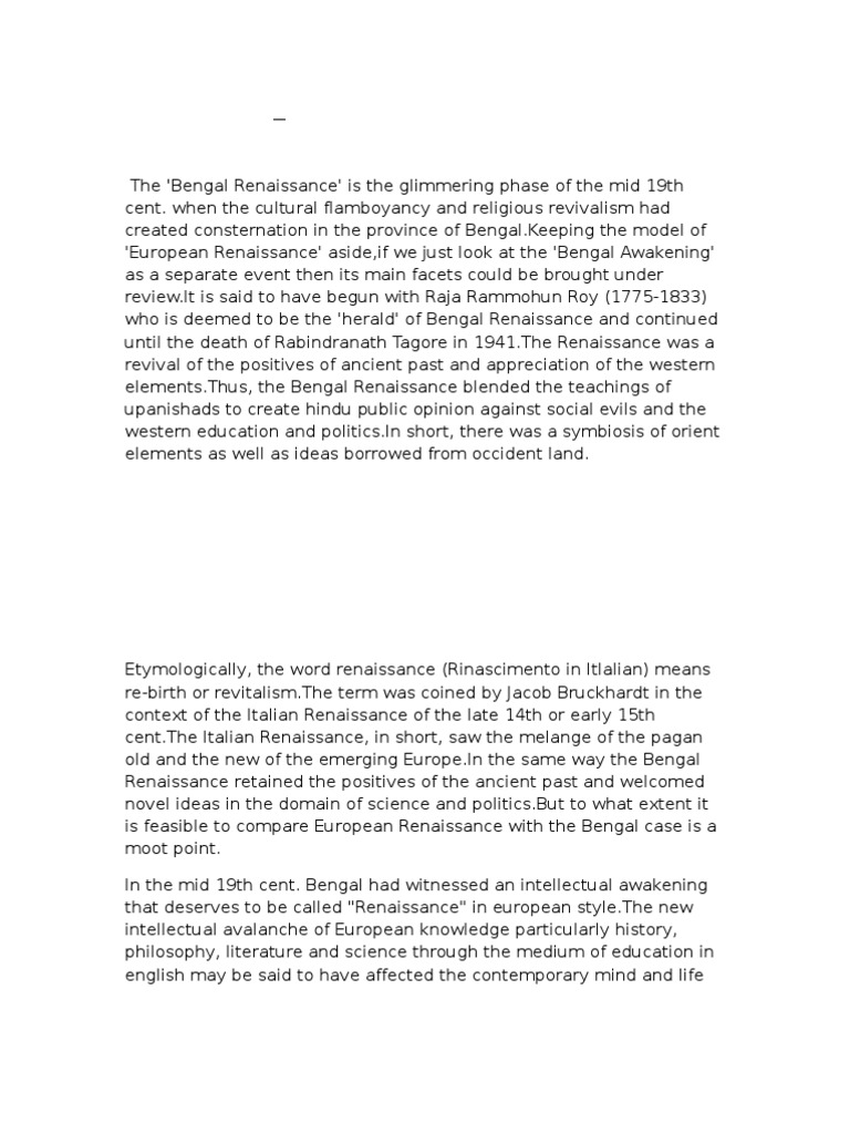 Bengal Renaissance | PDF | Bengal | Religion And Belief