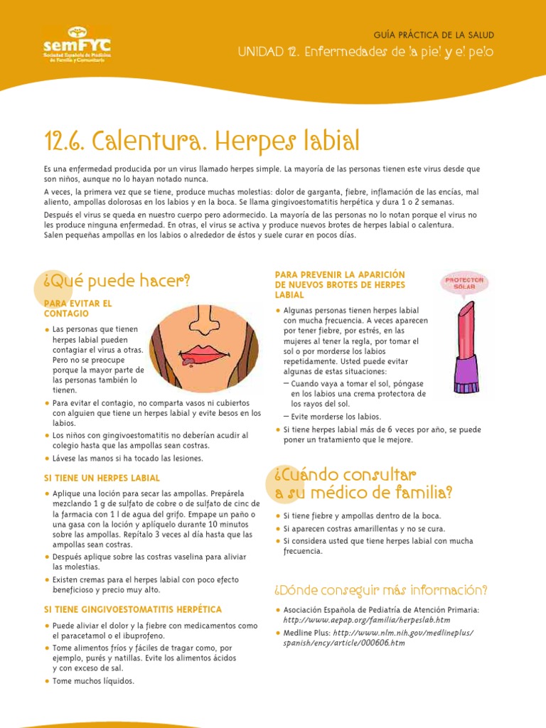 Herpes Fuego Labial Articulo - Causas - Tratamiento | PDF | Herpes Simple | Virus