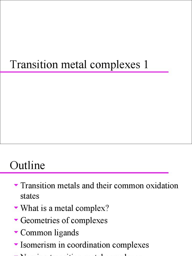 Transition Metal Complexes | PDF | Coordination Complex | Ligand