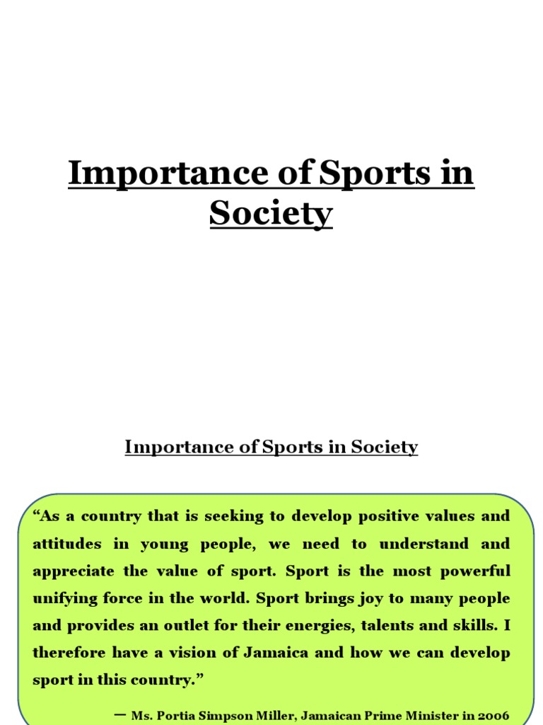Importance of Sports in Society | PDF | Olympic Games | Sports