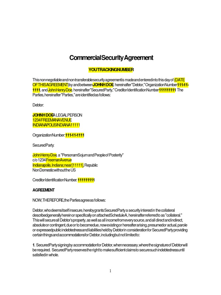 Commercial Security Agreement | PDF | Security Interest | Finance (General)