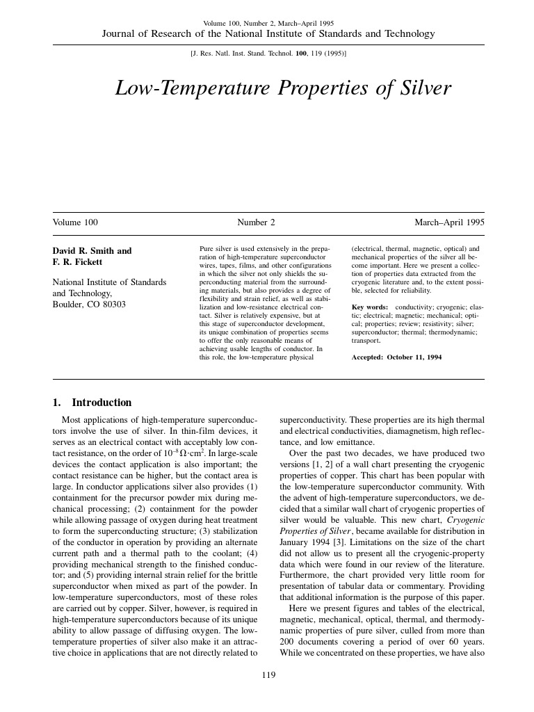 Low Temperature Properties of Silver | PDF | Electrical Resistivity And ...