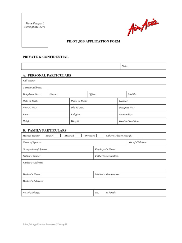 02 Pilot Application Form | PDF