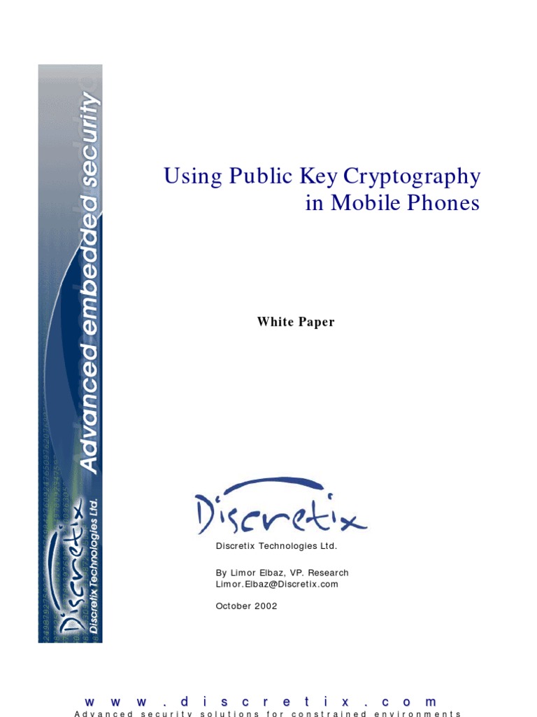 Using Public Key Cryptography in Mobile Phones | PDF