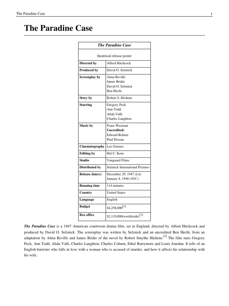 The Paradine Case | PDF