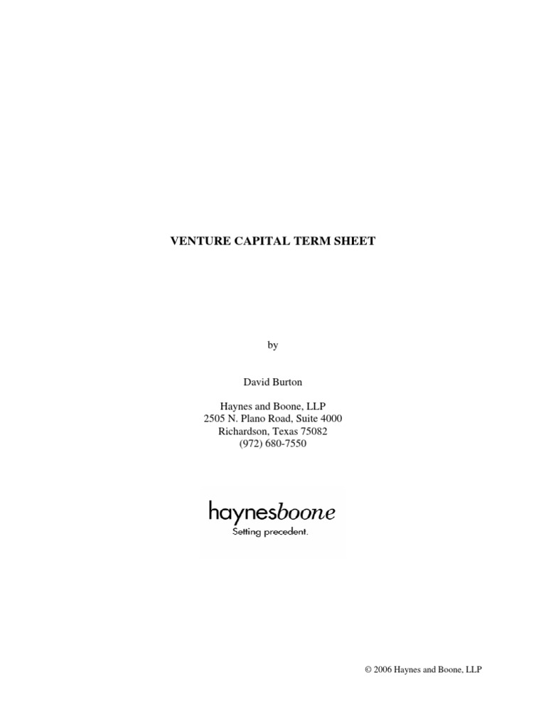 Sample Investment Term Sheet | PDF | Preferred Stock | Stocks