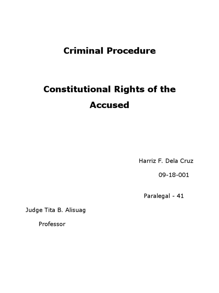 Criminal Procedure Constitutional Rights of The Accused | PDF | Bail ...