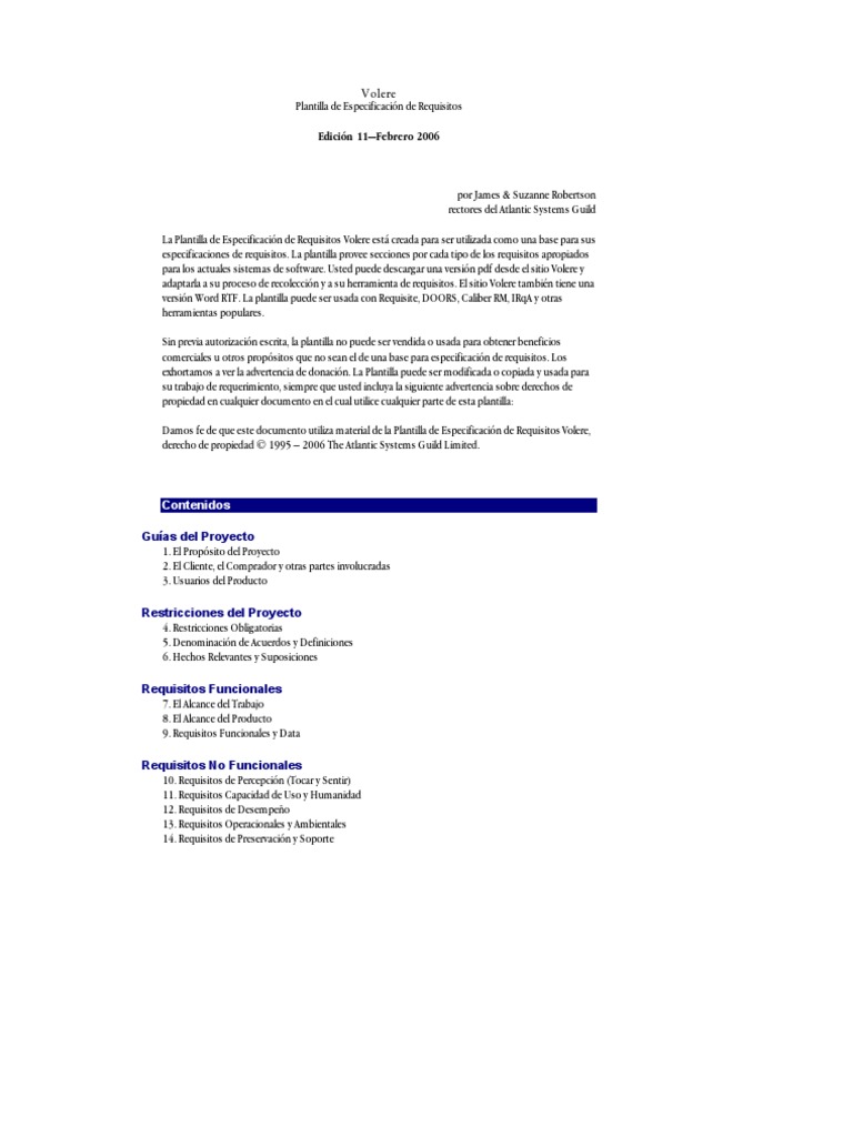 Plantilla Volere | PDF