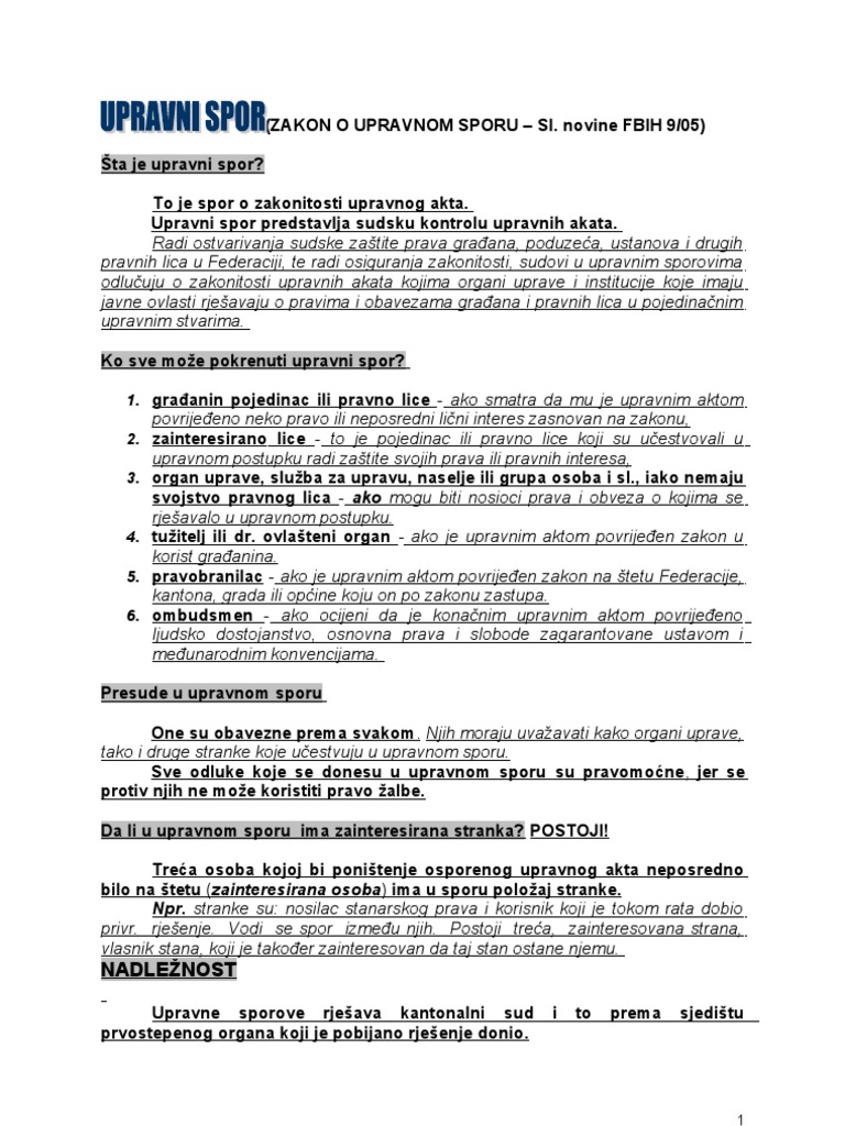 Upravni Spor Skripta | PDF