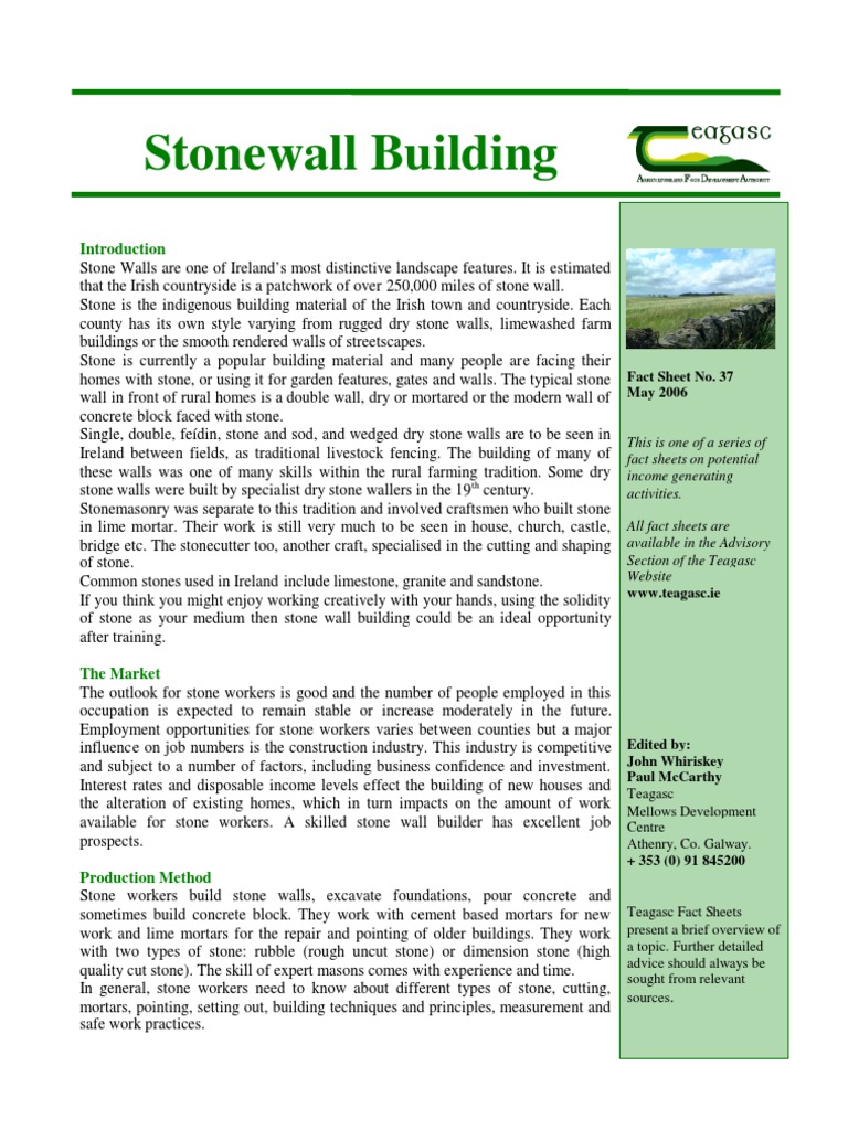 Stonewall Building: Fact Sheet No. 37 May 2006 | PDF | Mortar (Masonry ...