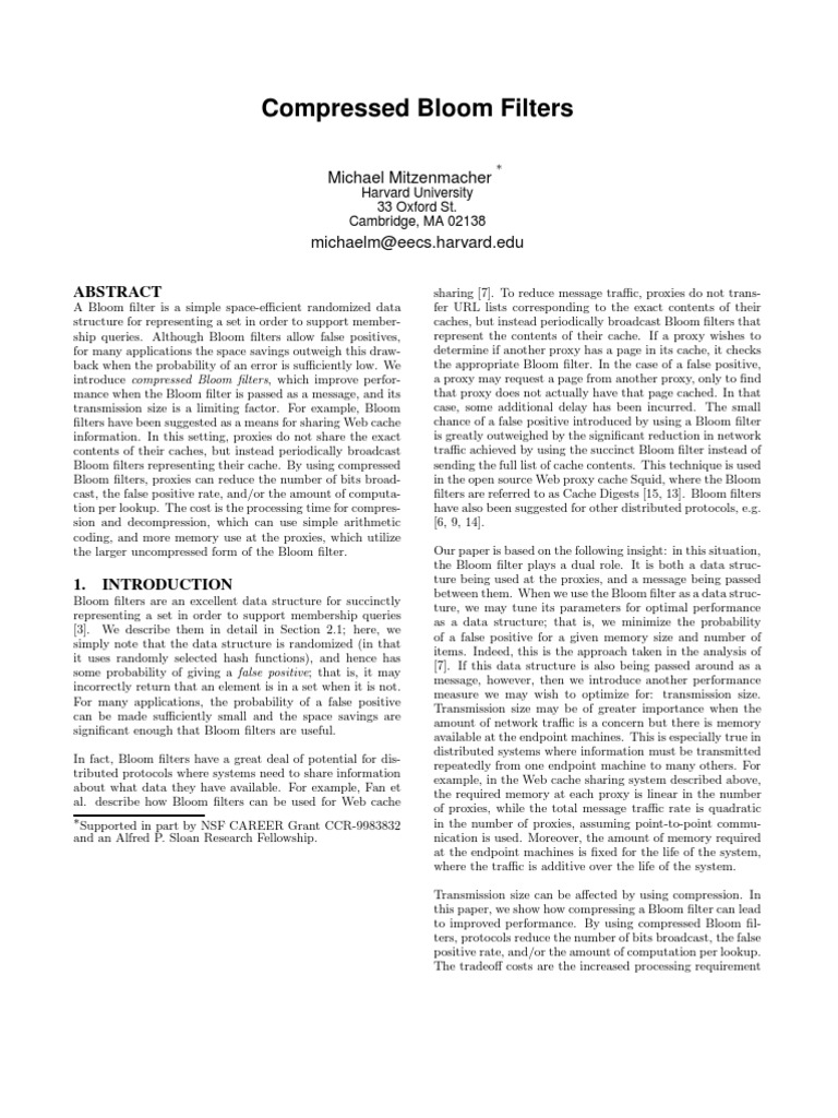Compressed Bloom Filters | PDF | Data Compression | Bit