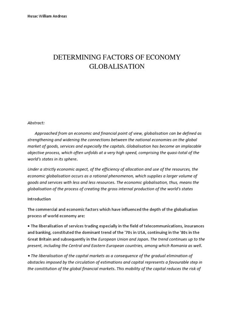 Determining Factors of Economy Globalisation | PDF | Globalization ...