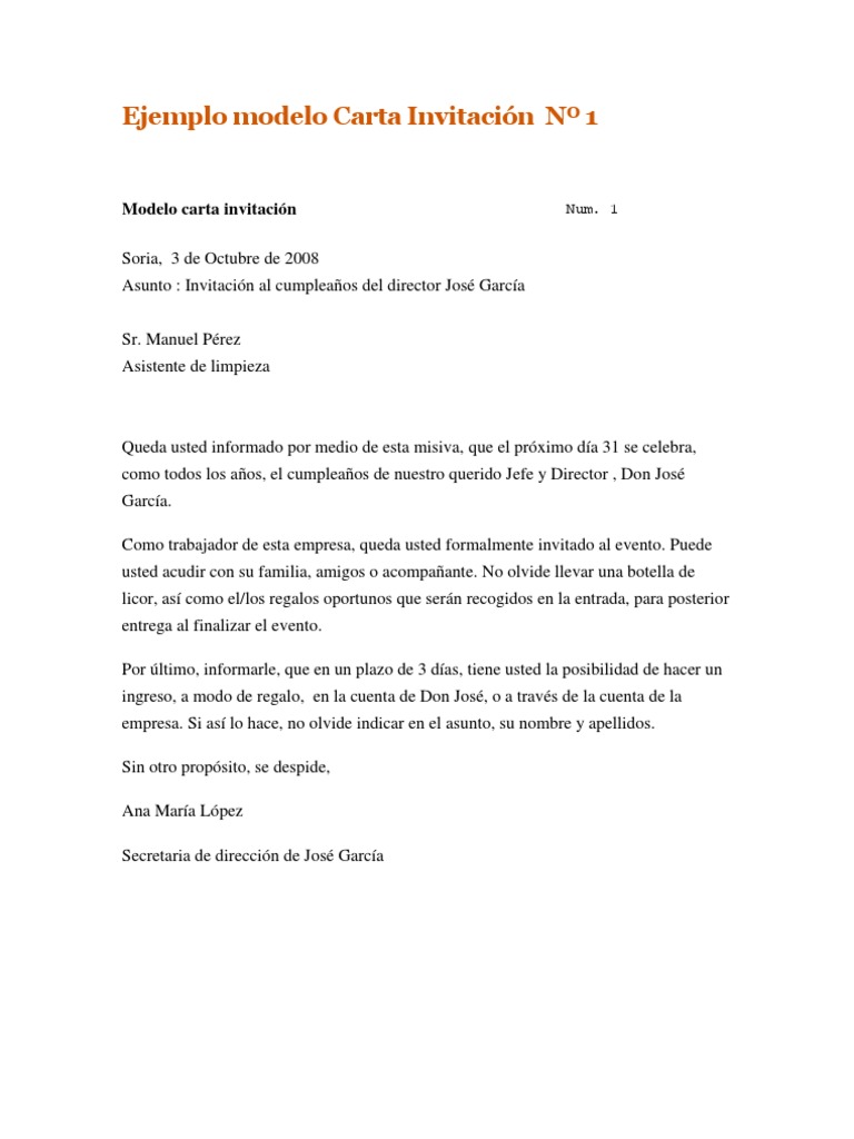 Carta de Invitacion Modelo | PDF