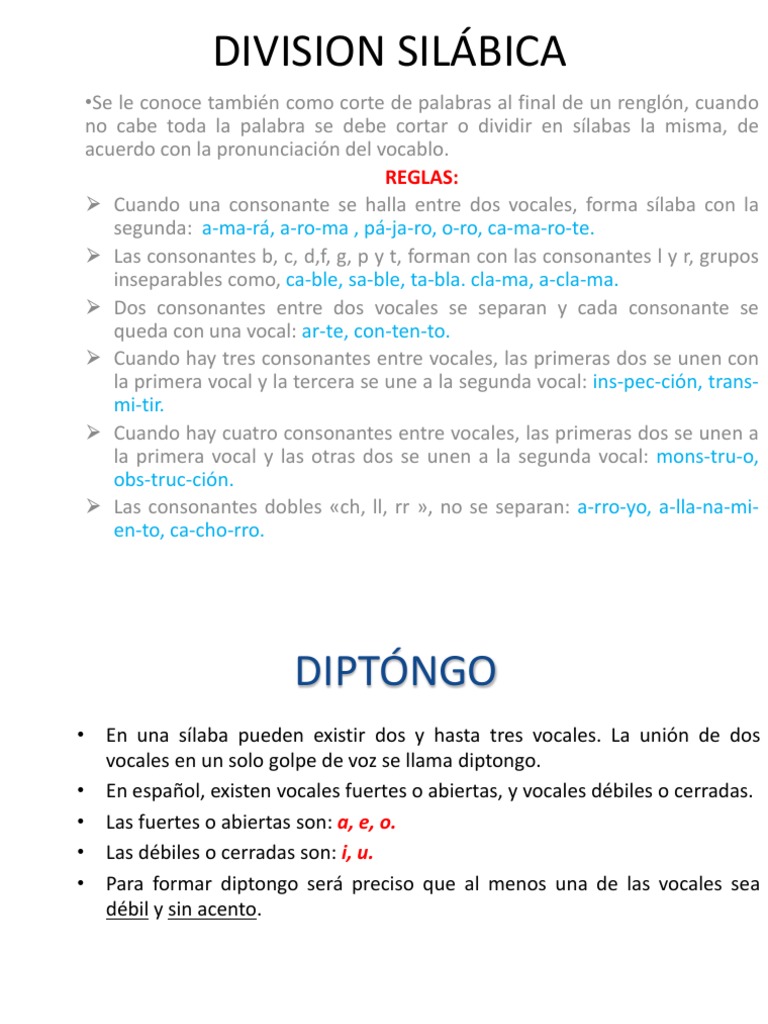 Division Silabica | PDF | Sílaba | Vocal