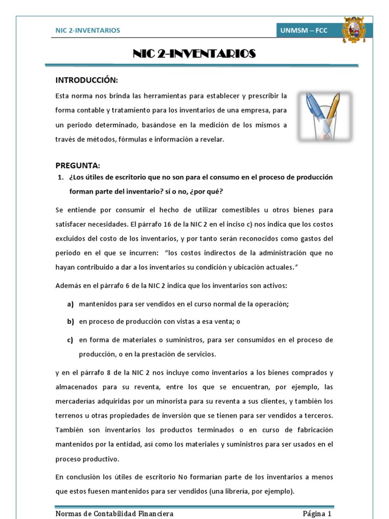 Nic 2 Inventarios | Normas Internacionales de Información Financiera ...