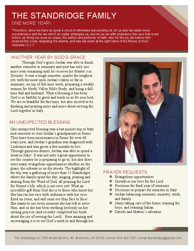 Standridge Family's Ministry Journey | PDF | Prayer | Jesus