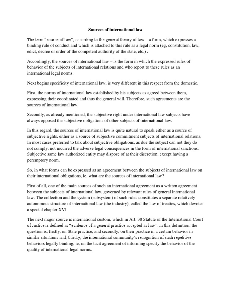 Sources of International Law Explained | PDF | Public International Law ...