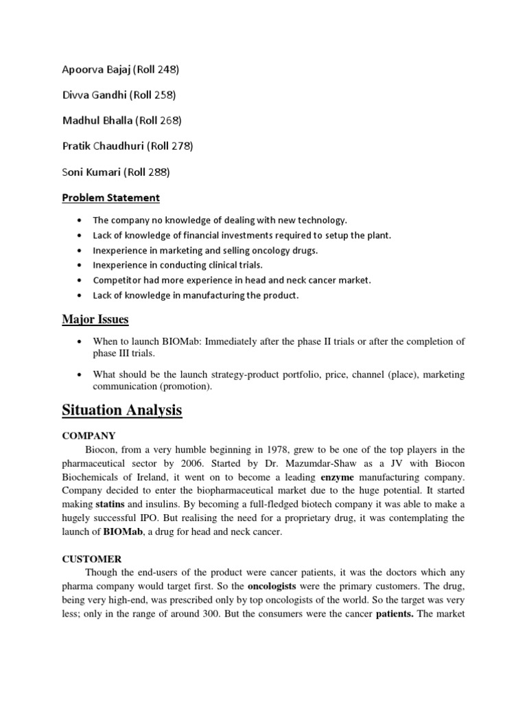 BioCon Case Study | PDF | Pharmaceutical Drug | Pharmacology