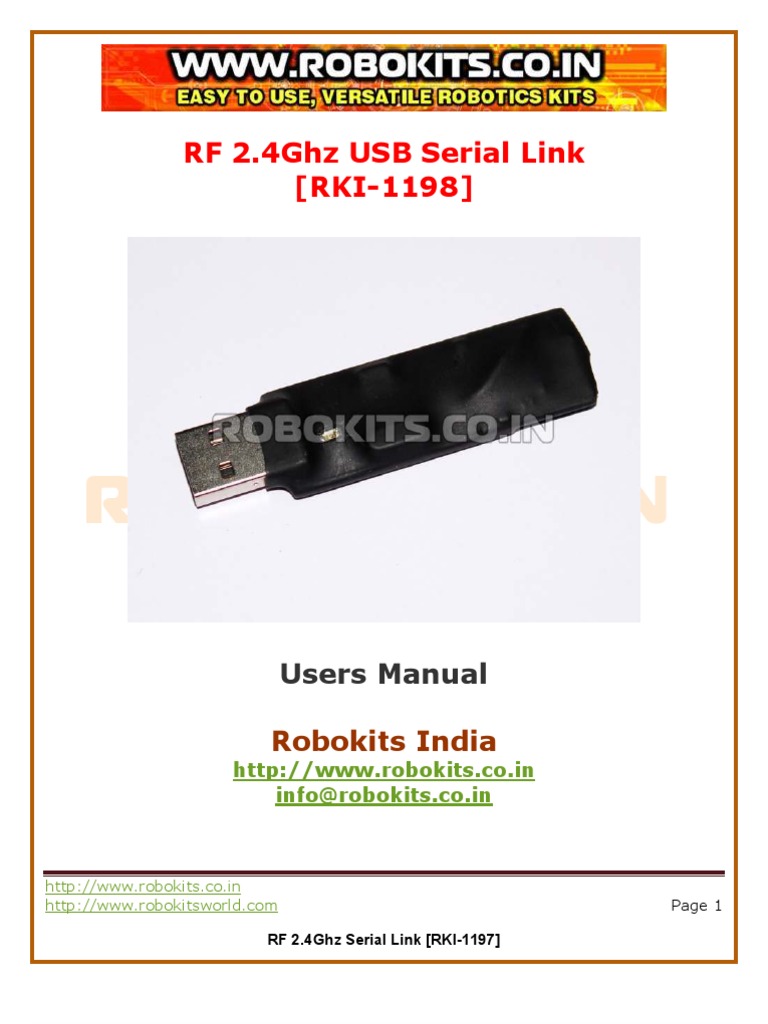 RF 2.4Ghz USB Serial Link (RKI-1198) : Users Manual | PDF | Wireless | Usb