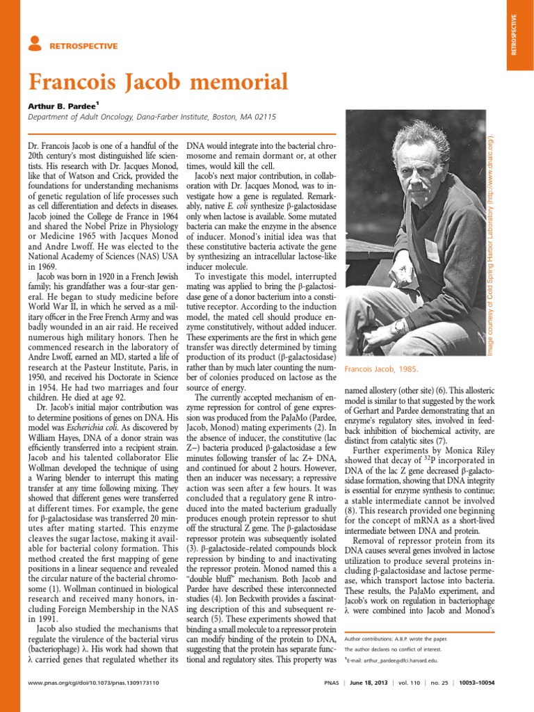 Memorial Francois Jacob 2013 | PDF | Gene | Molecular Genetics