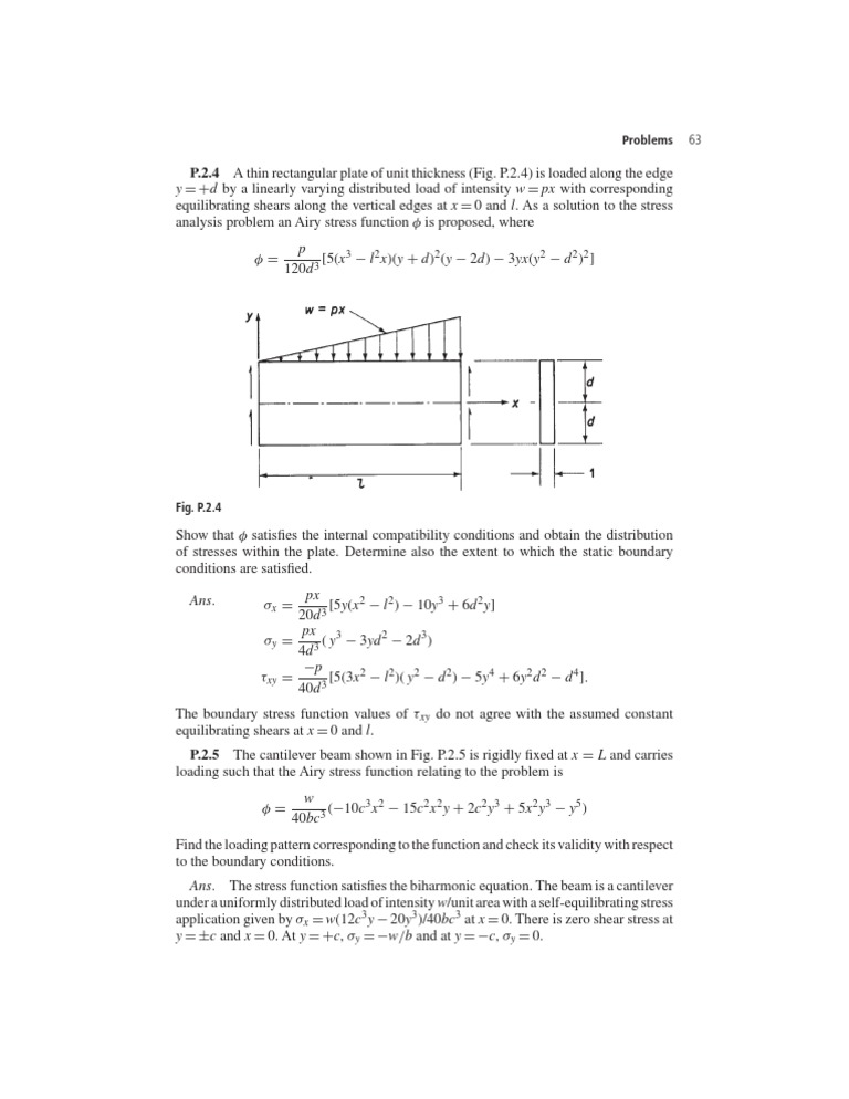 Airy Stress Function in Plate Analysis | PDF