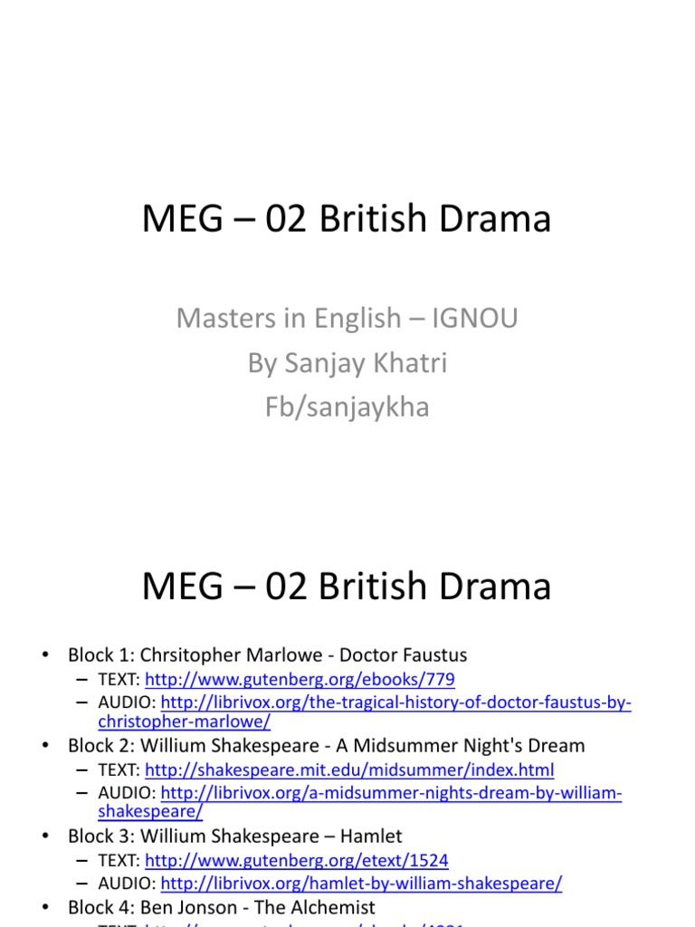 MEG-02 British Drama | PDF | Plays | Theatre