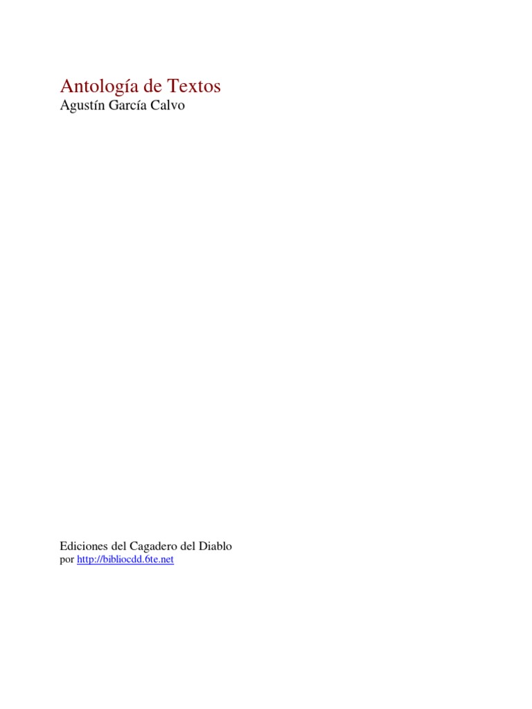Agustín García Calvo - Antología de Textos | PDF