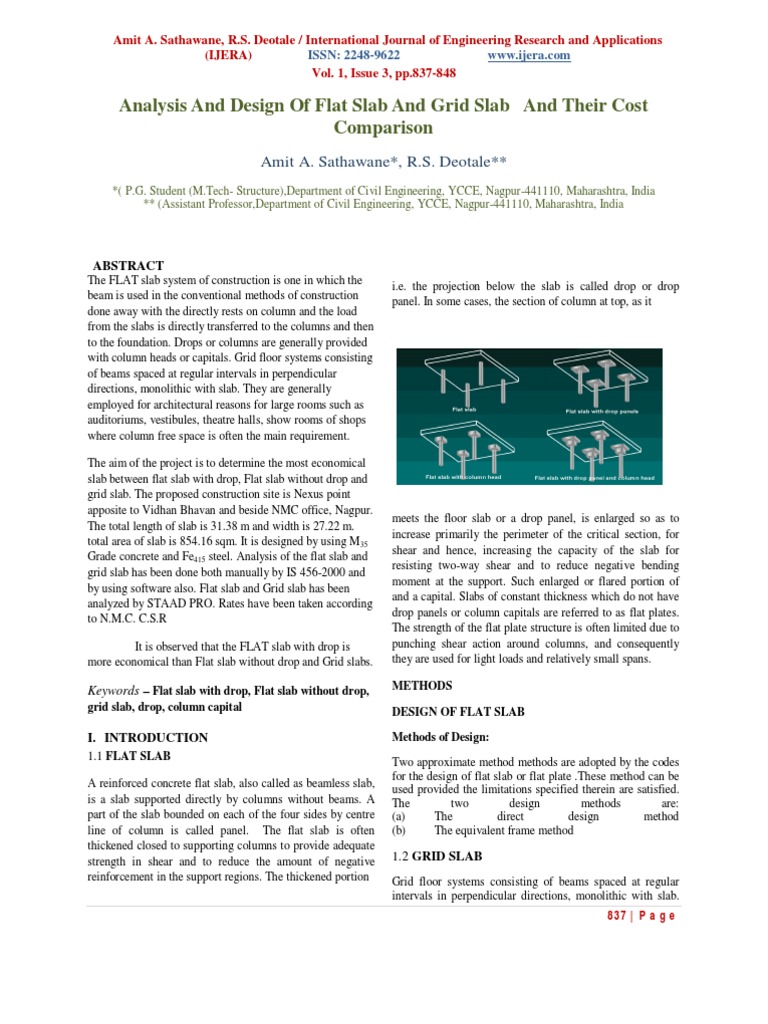 Analysis and Design of Flat Slab and Grid Slab and Their Cost | PDF ...