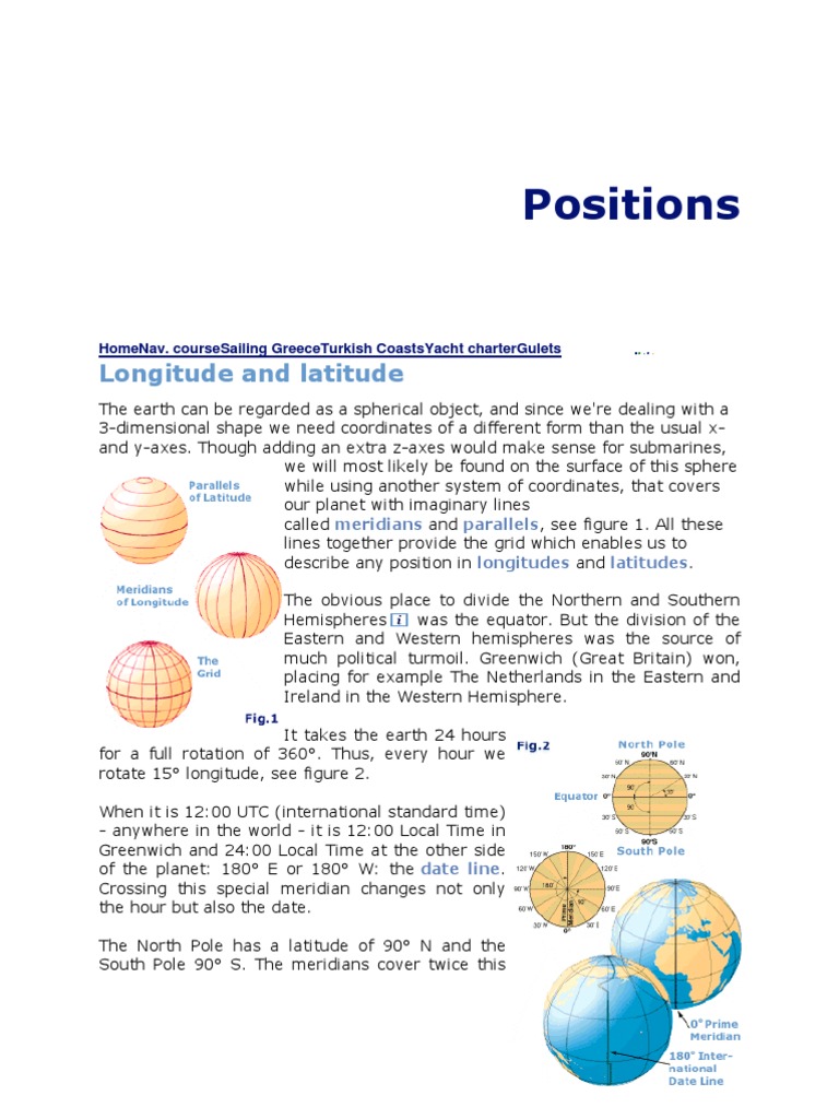 Positions | PDF | Longitude | Latitude