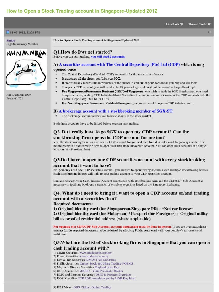 How To Open A Stock Trading Account in Singapore | PDF | Stock Market ...