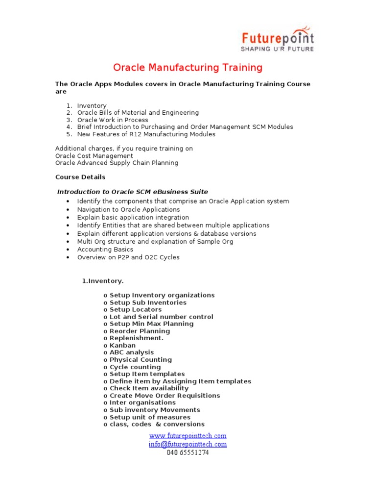 Oracle Manufacturing | PDF | Oracle Corporation | Inventory