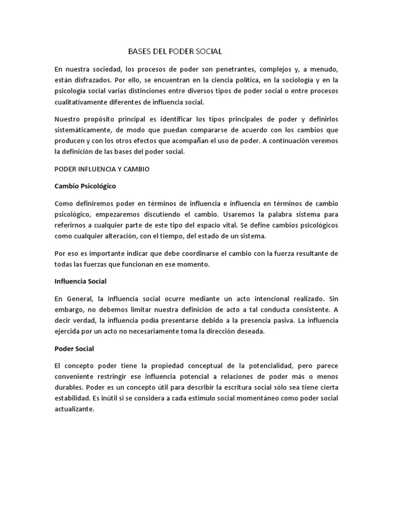 Bases Del Poder Social | PDF | Poder (social y político) | Sociedad