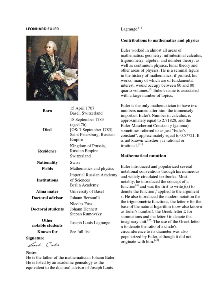 Leonhard Euler | PDF