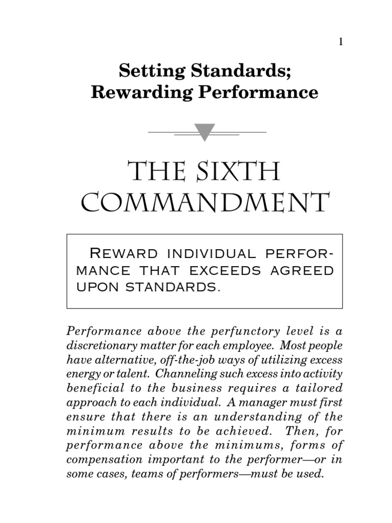 The Sixth Commandment: Setting Standards Rewarding Performance | PDF ...